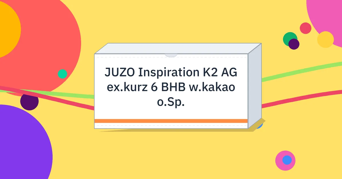Symbolbild: Packung mit der Aufschrift JUZO Inspiration K2 AG ex.kurz 6 BHB w.kakao o.Sp. (PZN 14852327) – Verfügbarkeit und Bezug in Apotheken in Frankfurt am Main