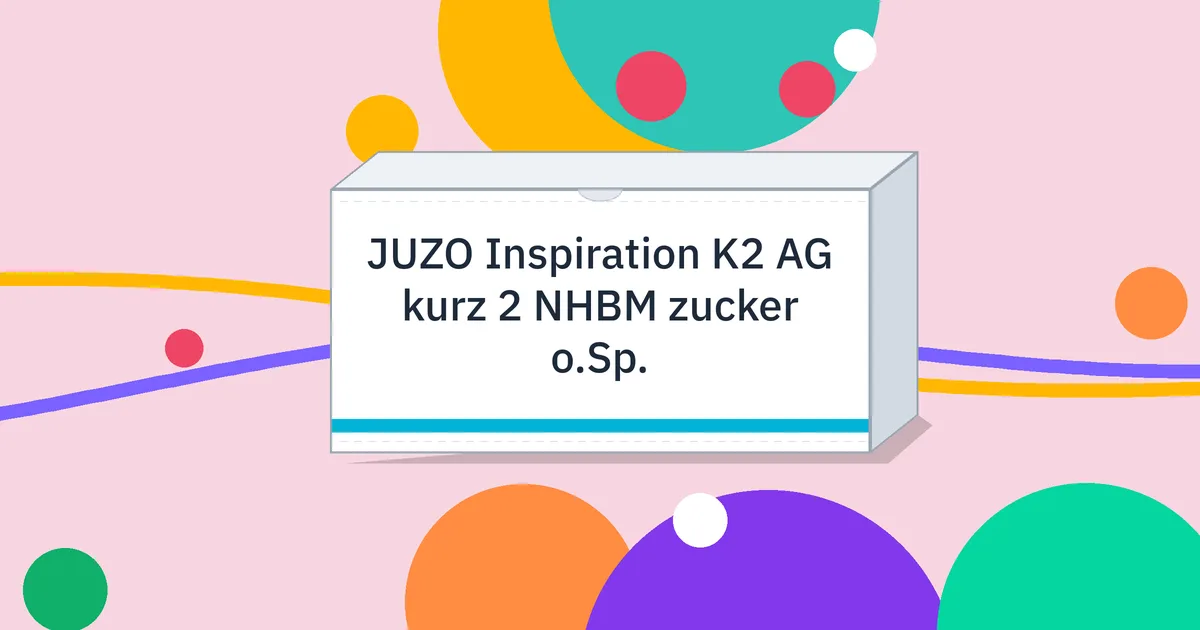Symbolbild: Packung mit der Aufschrift JUZO Inspiration K2 AG kurz 2 NHBM zucker o.Sp. (PZN 14948180) – Verfügbarkeit und Bezug in Apotheken in Frankfurt am Main