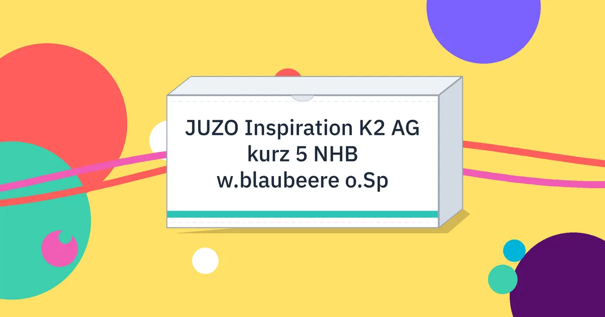 Symbolbild: Packung mit der Aufschrift JUZO Inspiration K2 AG kurz 5 NHB w.blaubeere o.Sp (PZN 14949570) – Verfügbarkeit und Bezug in Apotheken in Frankfurt am Main