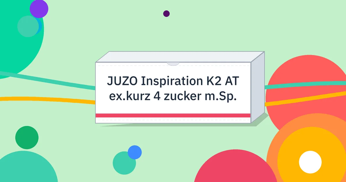 Symbolbild: Packung mit der Aufschrift JUZO Inspiration K2 AT ex.kurz 4 zucker m.Sp. (PZN 14953011) – Verfügbarkeit und Bezug in Apotheken in Frankfurt am Main