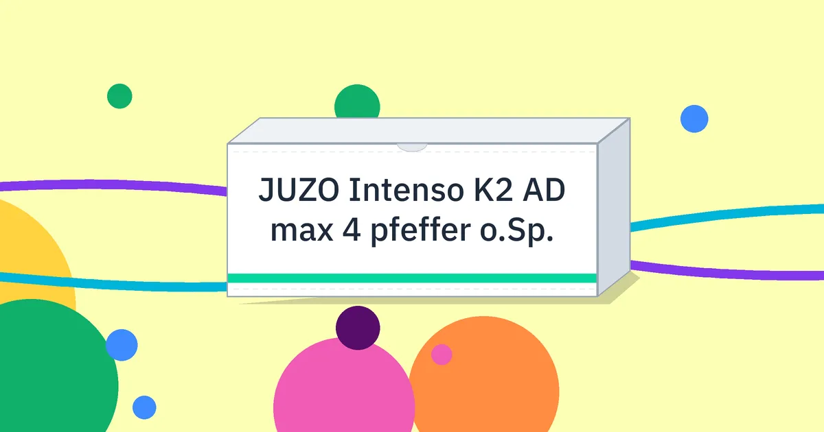 Symbolbild: Packung mit der Aufschrift JUZO Intenso K2 AD max 4 pfeffer o.Sp. (PZN 18619639) – Verfügbarkeit und Bezug in Apotheken in Frankfurt am Main