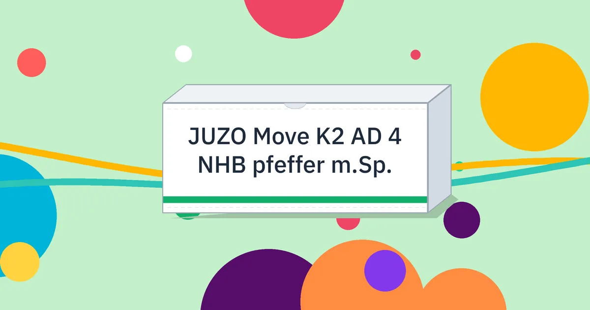 Symbolbild: Packung mit der Aufschrift JUZO Move K2 AD 4 NHB pfeffer m.Sp. (PZN 16339887) – Verfügbarkeit und Bezug in Apotheken in Frankfurt am Main