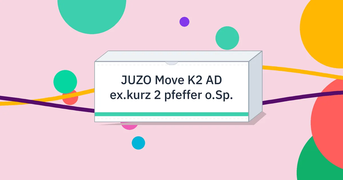 Symbolbild: Packung mit der Aufschrift JUZO Move K2 AD ex.kurz 2 pfeffer o.Sp. (PZN 16342352) – Verfügbarkeit und Bezug in Apotheken in Frankfurt am Main