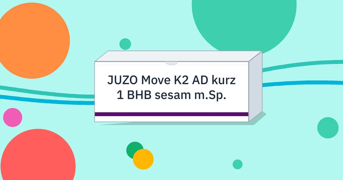 Symbolbild: Packung mit der Aufschrift JUZO Move K2 AD kurz 1 BHB sesam m.Sp. (PZN 18508986) – Verfügbarkeit und Bezug in Apotheken in Frankfurt am Main