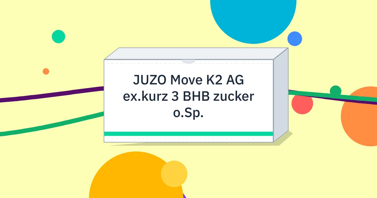Symbolbild: Packung mit der Aufschrift JUZO Move K2 AG ex.kurz 3 BHB zucker o.Sp. (PZN 18533984) – Verfügbarkeit und Bezug in Apotheken in Frankfurt am Main