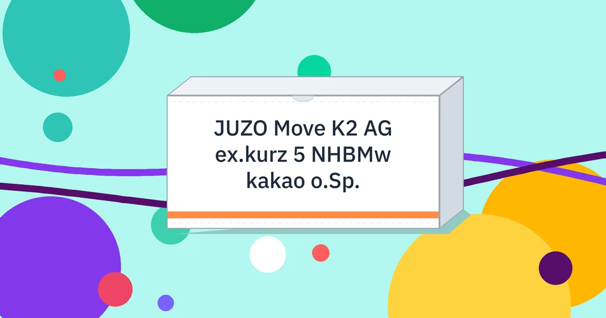 Symbolbild: Packung mit der Aufschrift JUZO Move K2 AG ex.kurz 5 NHBMw kakao o.Sp. (PZN 18565180) – Verfügbarkeit und Bezug in Apotheken in Frankfurt am Main