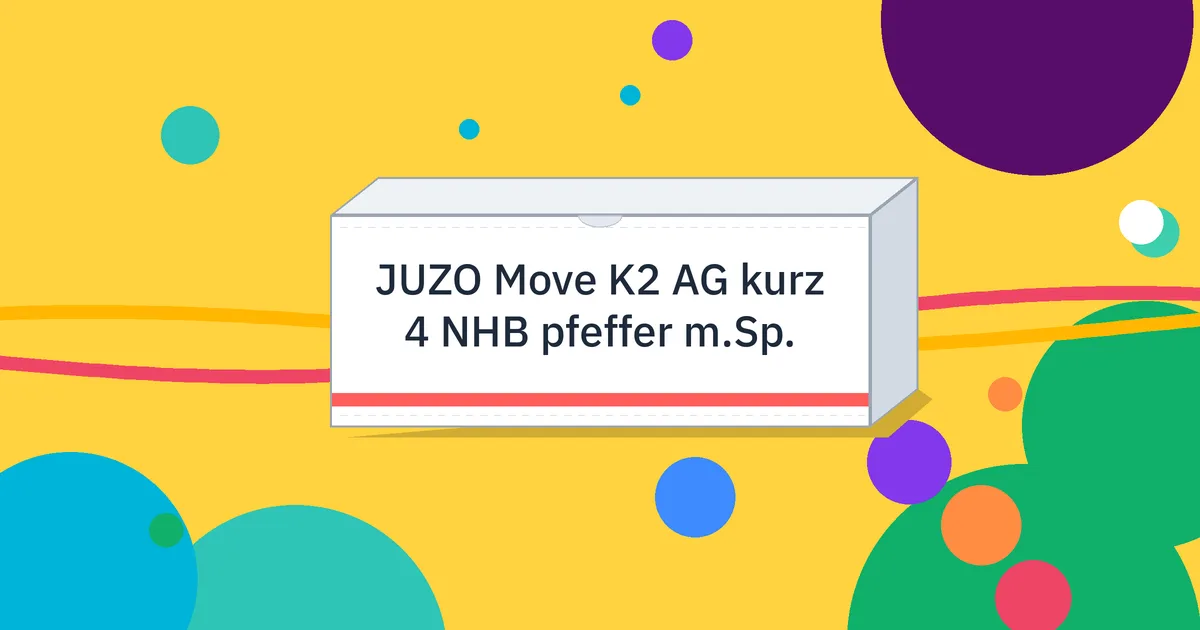 Symbolbild: Packung mit der Aufschrift JUZO Move K2 AG kurz 4 NHB pfeffer m.Sp. (PZN 16637136) – Verfügbarkeit und Bezug in Apotheken in Frankfurt am Main