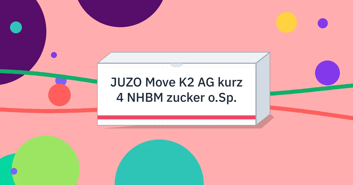 Symbolbild: Packung mit der Aufschrift JUZO Move K2 AG kurz 4 NHBM zucker o.Sp. (PZN 18529184) – Verfügbarkeit und Bezug in Apotheken in Frankfurt am Main