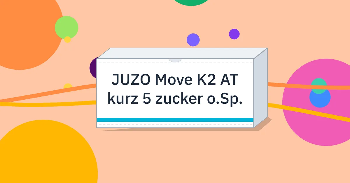 Symbolbild: Packung mit der Aufschrift JUZO Move K2 AT kurz 5 zucker o.Sp. (PZN 20675177) – Verfügbarkeit und Bezug in Apotheken in Frankfurt am Main