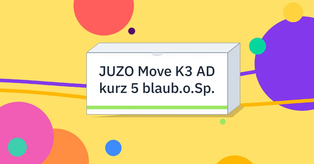 Symbolbild: Packung mit der Aufschrift JUZO Move K3 AD kurz 5 blaub.o.Sp. (PZN 18572487) – Verfügbarkeit und Bezug in Apotheken in Frankfurt am Main