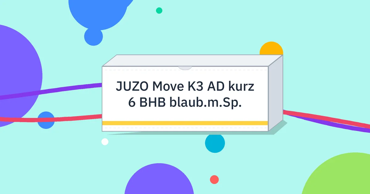 Symbolbild: Packung mit der Aufschrift JUZO Move K3 AD kurz 6 BHB blaub.m.Sp. (PZN 18572286) – Verfügbarkeit und Bezug in Apotheken in Frankfurt am Main