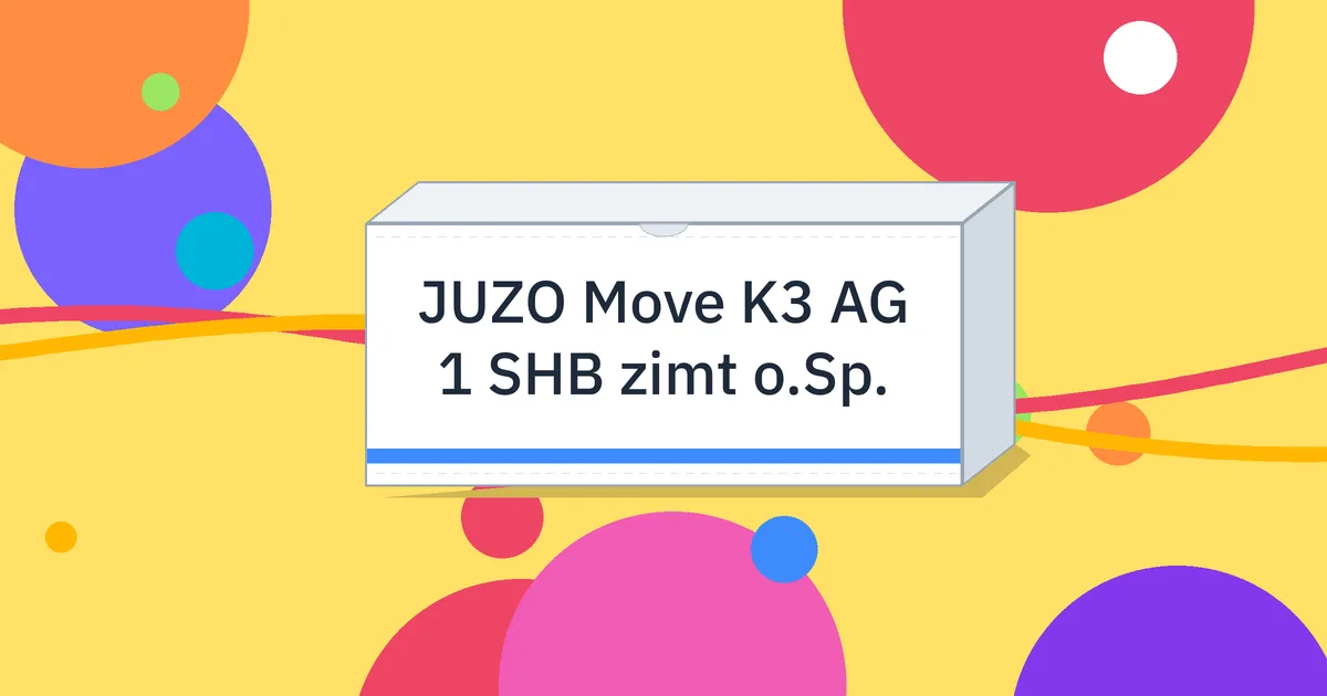 Symbolbild: Packung mit der Aufschrift JUZO Move K3 AG 1 SHB zimt o.Sp. (PZN 18577378) – Verfügbarkeit und Bezug in Apotheken in Frankfurt am Main