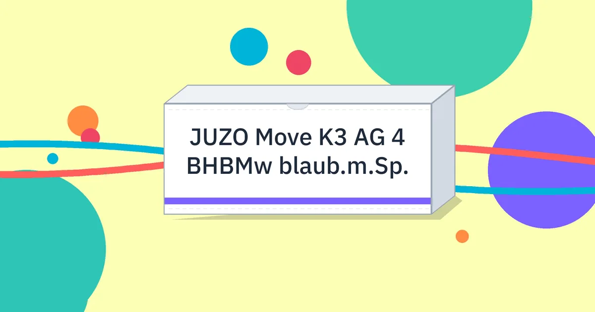 Symbolbild: Packung mit der Aufschrift JUZO Move K3 AG 4 BHBMw blaub.m.Sp. (PZN 18588117) – Verfügbarkeit und Bezug in Apotheken in Frankfurt am Main