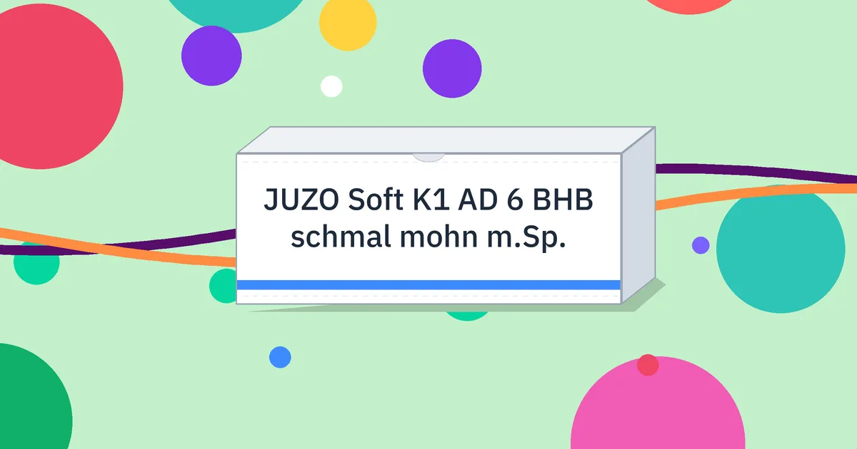Symbolbild: Packung mit der Aufschrift JUZO Soft K1 AD 6 BHB schmal mohn m.Sp. (PZN 15461310) – Verfügbarkeit und Bezug in Apotheken in Frankfurt am Main
