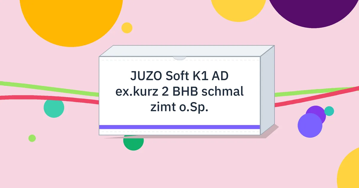 Symbolbild: Packung mit der Aufschrift JUZO Soft K1 AD ex.kurz 2 BHB schmal zimt o.Sp. (PZN 15464225) – Verfügbarkeit und Bezug in Apotheken in Frankfurt am Main