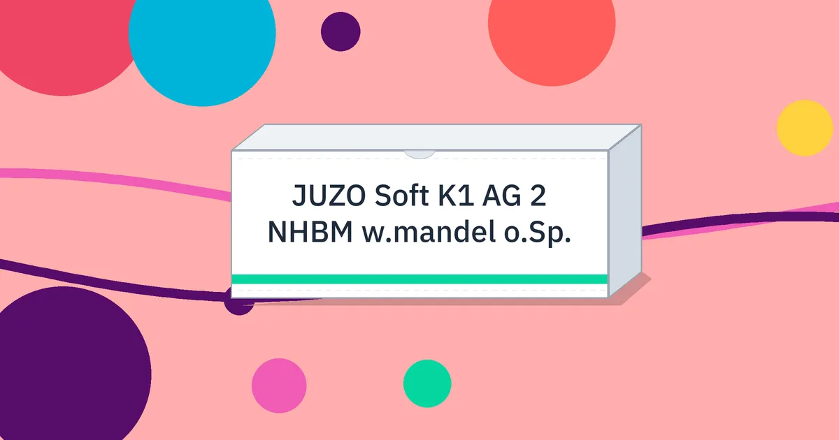 Symbolbild: Packung mit der Aufschrift JUZO Soft K1 AG 2 NHBM w.mandel o.Sp. (PZN 14995570) – Verfügbarkeit und Bezug in Apotheken in Frankfurt am Main