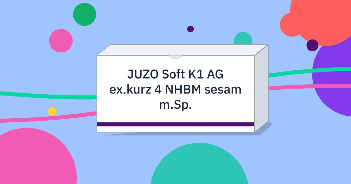 Symbolbild: Packung mit der Aufschrift JUZO Soft K1 AG ex.kurz 4 NHBM sesam m.Sp. (PZN 15017704) – Verfügbarkeit und Bezug in Apotheken in Frankfurt am Main