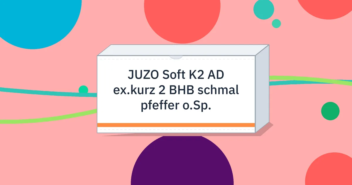 Symbolbild: Packung mit der Aufschrift JUZO Soft K2 AD ex.kurz 2 BHB schmal pfeffer o.Sp. (PZN 15468163) – Verfügbarkeit und Bezug in Apotheken in Frankfurt am Main