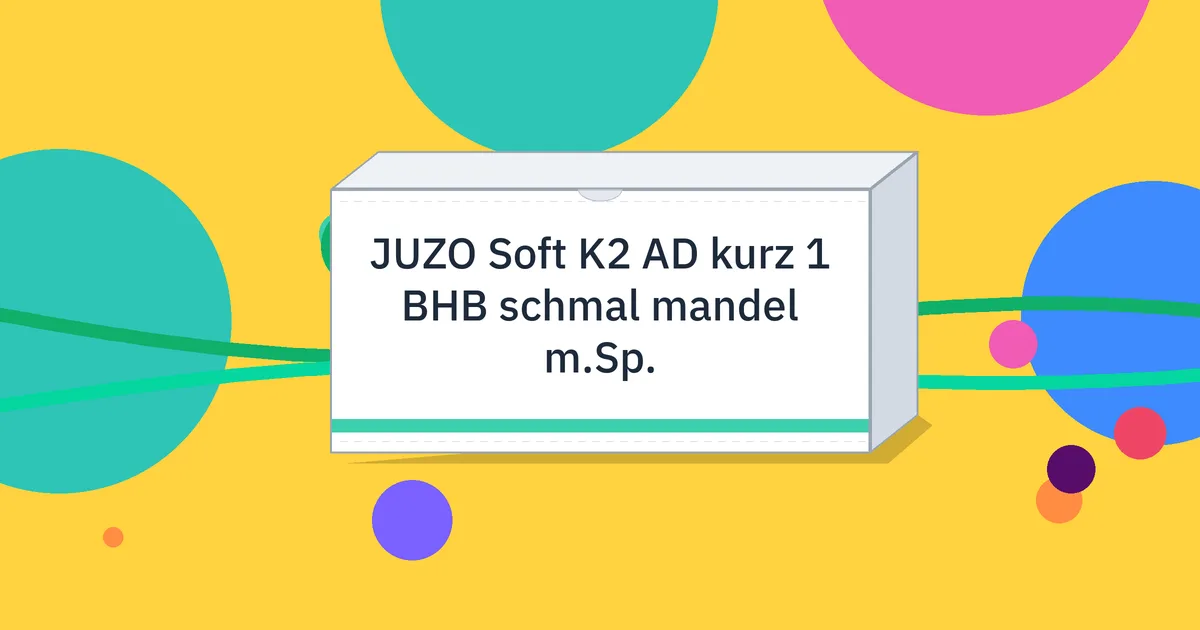 Symbolbild: Packung mit der Aufschrift JUZO Soft K2 AD kurz 1 BHB schmal mandel m.Sp. (PZN 15465880) – Verfügbarkeit und Bezug in Apotheken in Frankfurt am Main