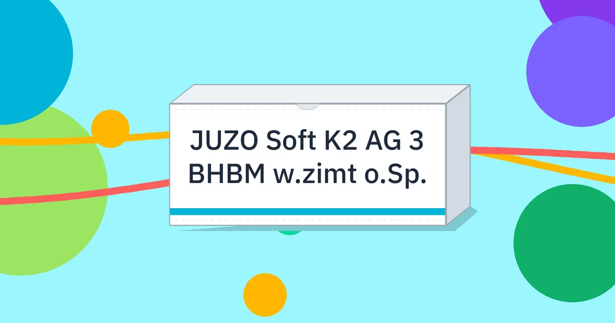 Symbolbild: Packung mit der Aufschrift JUZO Soft K2 AG 3 BHBM w.zimt o.Sp. (PZN 14868699) – Verfügbarkeit und Bezug in Apotheken in Frankfurt am Main