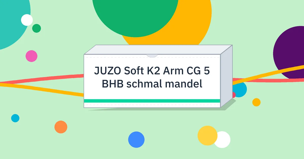 Symbolbild: Packung mit der Aufschrift JUZO Soft K2 Arm CG 5 BHB schmal mandel (PZN 15511657) – Verfügbarkeit und Bezug in Apotheken in Frankfurt am Main