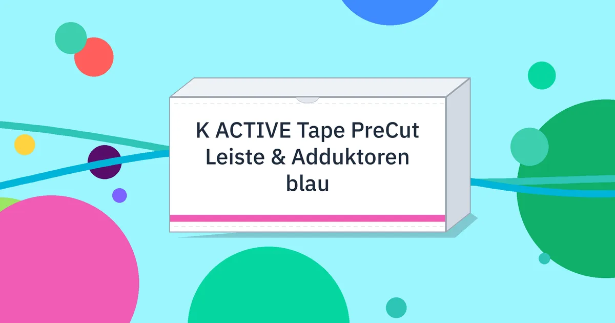Symbolbild: Packung mit der Aufschrift K ACTIVE Tape PreCut Leiste & Adduktoren blau (PZN 06936501) – Verfügbarkeit und Bezug in Apotheken in Frankfurt am Main