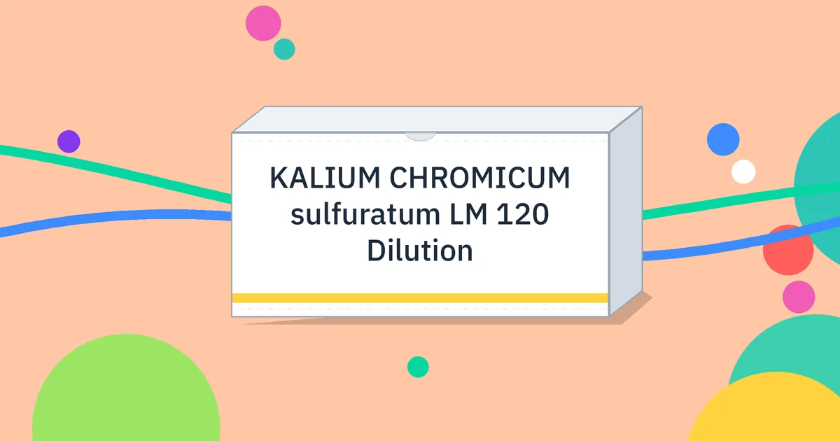 Symbolbild: Packung mit der Aufschrift KALIUM CHROMICUM sulfuratum LM 120 Dilution (PZN 12919990) – Verfügbarkeit und Bezug in Apotheken in Frankfurt am Main