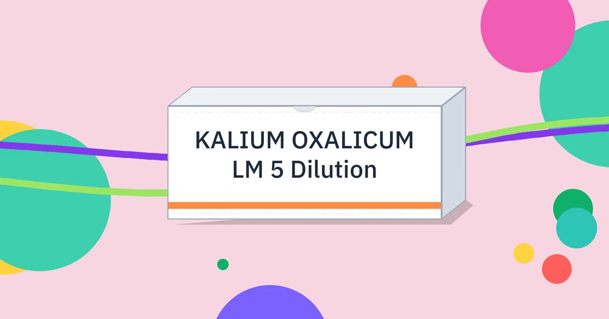 Symbolbild: Packung mit der Aufschrift KALIUM OXALICUM LM 5 Dilution (PZN 12923537) – Verfügbarkeit und Bezug in Apotheken in Frankfurt am Main