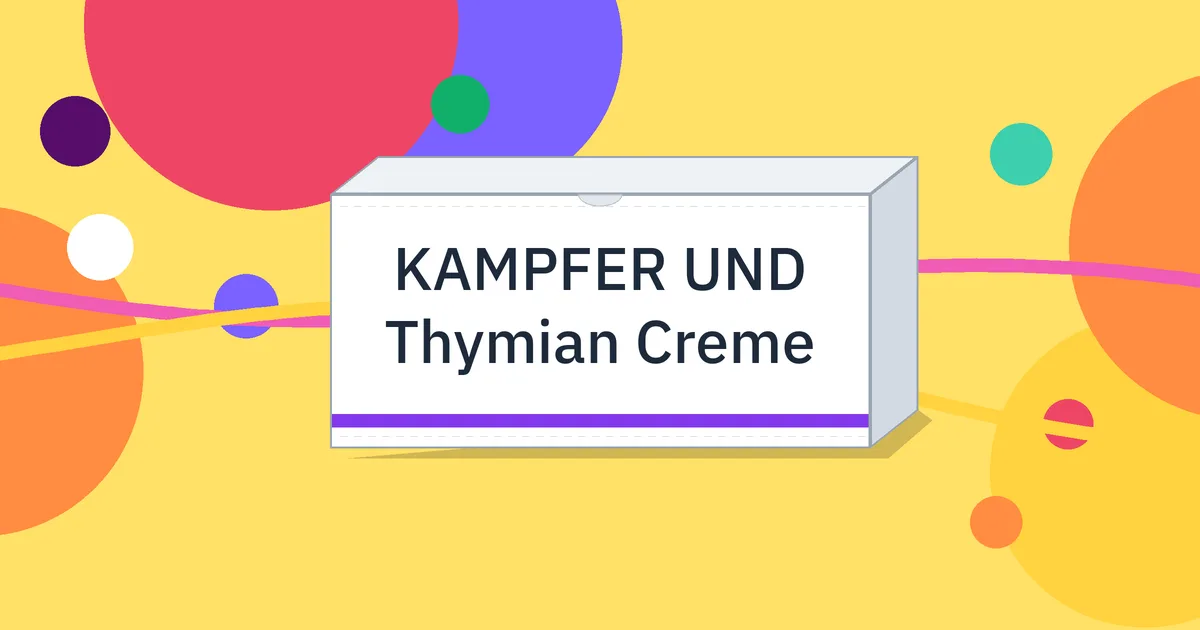 Symbolbild: Packung mit der Aufschrift KAMPFER UND Thymian Creme (PZN 12489897) – Verfügbarkeit und Bezug in Apotheken in Frankfurt am Main