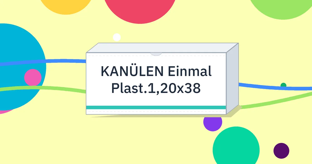 Symbolbild: Packung mit der Aufschrift KANÜLEN Einmal Plast.1,20x38 (PZN 01963864) – Verfügbarkeit und Bezug in Apotheken in Frankfurt am Main