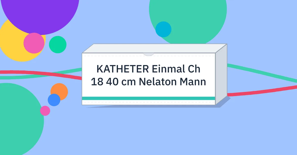 Symbolbild: Packung mit der Aufschrift KATHETER Einmal Ch 18 40 cm Nelaton Mann (PZN 01729855) – Verfügbarkeit und Bezug in Apotheken in Frankfurt am Main