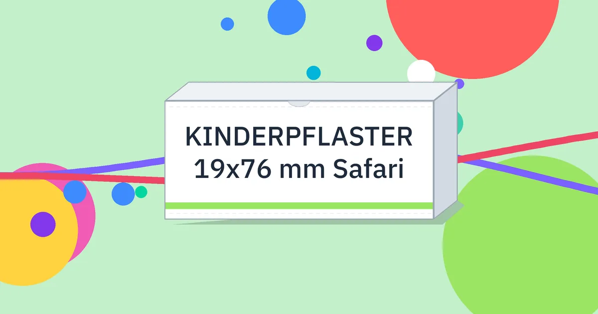 Symbolbild: Packung mit der Aufschrift KINDERPFLASTER 19x76 mm Safari (PZN 19200782) – Verfügbarkeit und Bezug in Apotheken in Frankfurt am Main