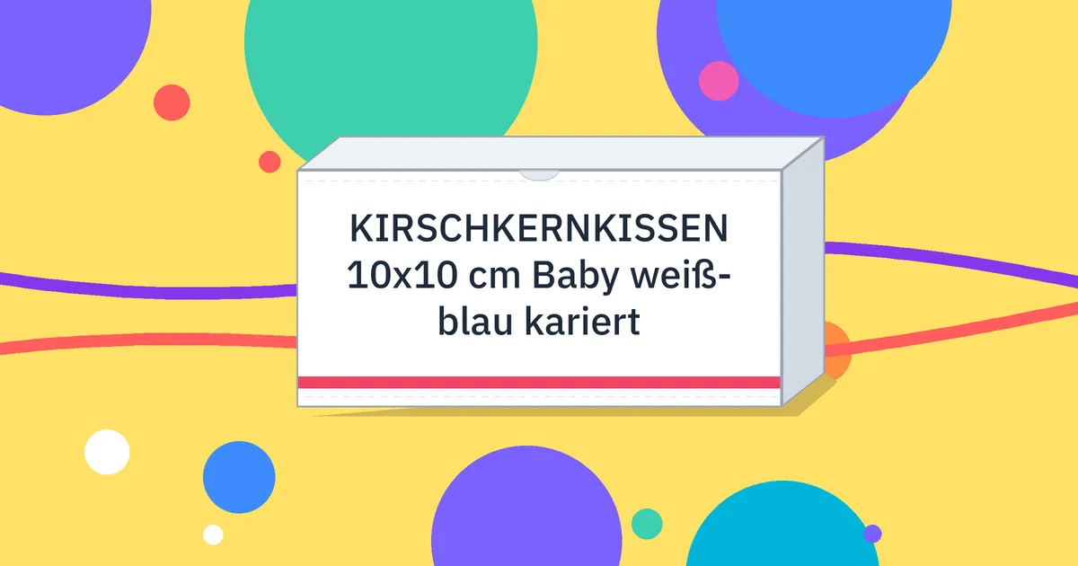 Symbolbild: Packung mit der Aufschrift KIRSCHKERNKISSEN 10x10 cm Baby weiß-blau kariert (PZN 03845910) – Verfügbarkeit und Bezug in Apotheken in Frankfurt am Main