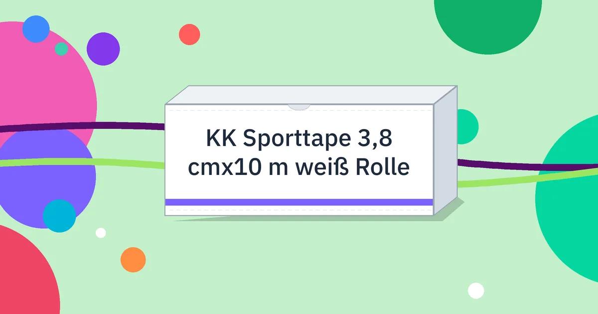 Symbolbild: Packung mit der Aufschrift KK Sporttape 3,8 cmx10 m weiß Rolle (PZN 14242468) – Verfügbarkeit und Bezug in Apotheken in Frankfurt am Main