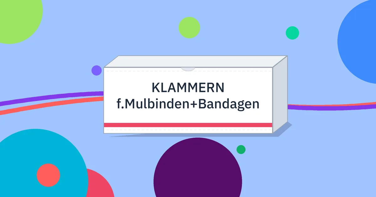 Symbolbild: Packung mit der Aufschrift KLAMMERN f.Mulbinden+Bandagen (PZN 07393913) – Verfügbarkeit und Bezug in Apotheken in Frankfurt am Main