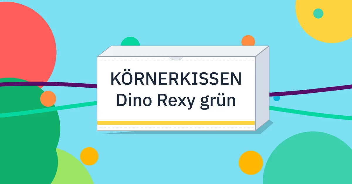 Symbolbild: Packung mit der Aufschrift KÖRNERKISSEN Dino Rexy grün (PZN 19392681) – Verfügbarkeit und Bezug in Apotheken in Frankfurt am Main