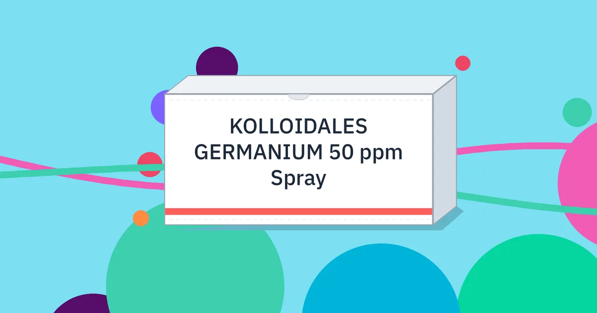 Symbolbild: Packung mit der Aufschrift KOLLOIDALES GERMANIUM 50 ppm Spray (PZN 19135487) – Verfügbarkeit und Bezug in Apotheken in Frankfurt am Main