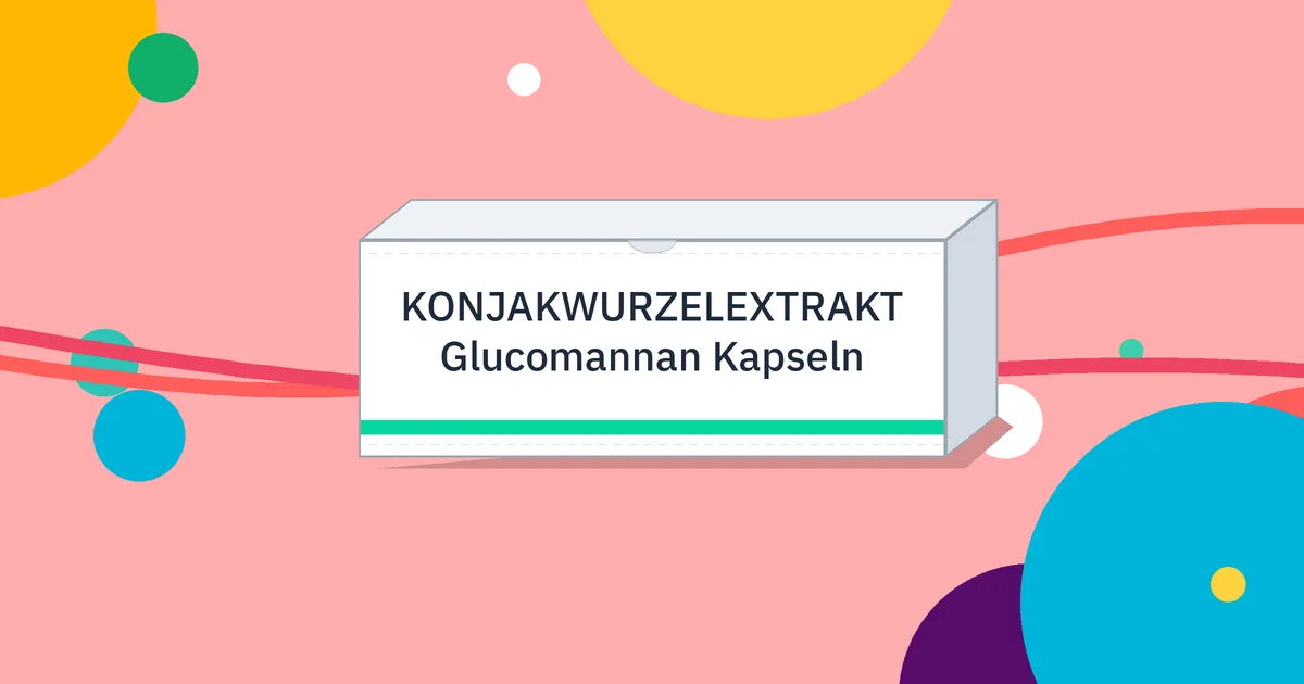Symbolbild: Packung mit der Aufschrift KONJAKWURZELEXTRAKT Glucomannan Kapseln (PZN 12468990) – Verfügbarkeit und Bezug in Apotheken in Frankfurt am Main