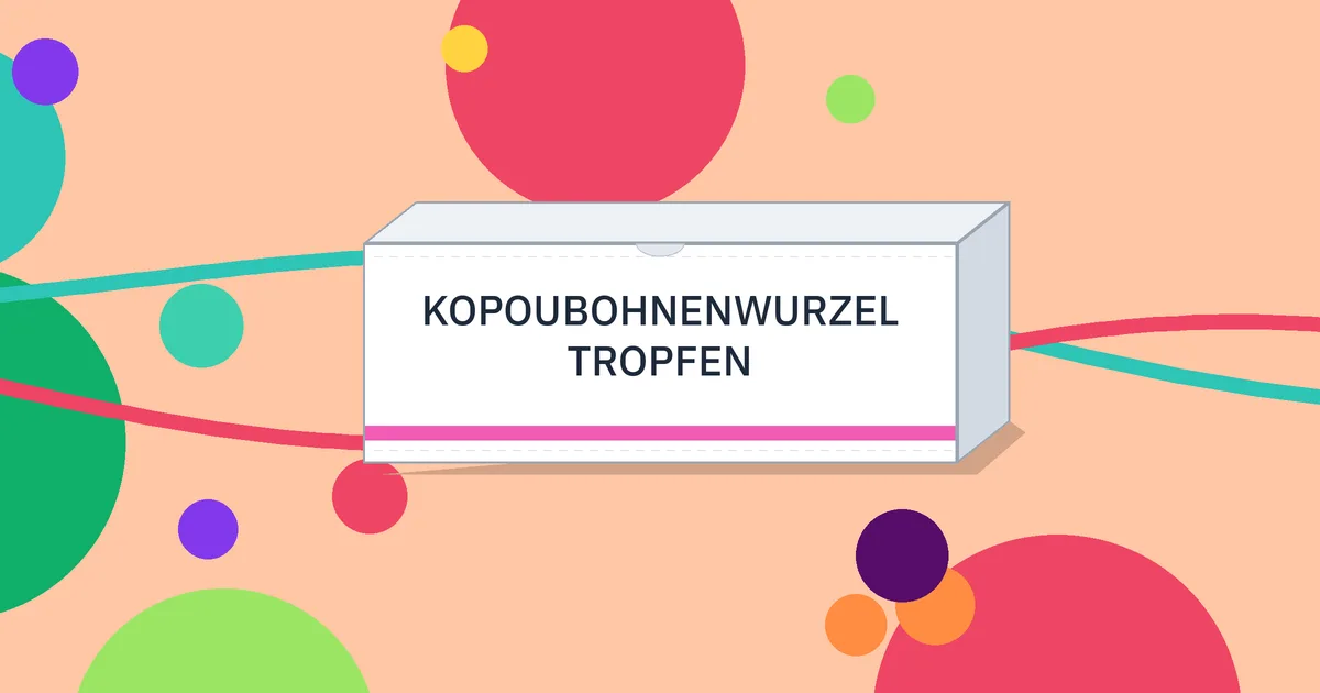Symbolbild: Packung mit der Aufschrift KOPOUBOHNENWURZEL TROPFEN (PZN 14284018) – Verfügbarkeit und Bezug in Apotheken in Frankfurt am Main