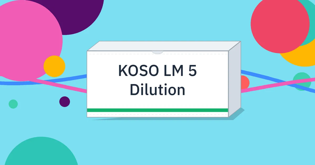 Symbolbild: Packung mit der Aufschrift KOSO LM 5 Dilution (PZN 13519790) – Verfügbarkeit und Bezug in Apotheken in Frankfurt am Main