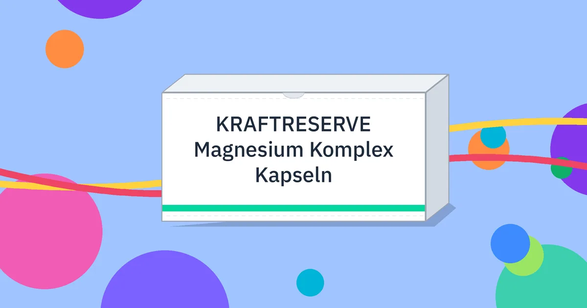 Symbolbild: Packung mit der Aufschrift KRAFTRESERVE Magnesium Komplex Kapseln (PZN 17375595) – Verfügbarkeit und Bezug in Apotheken in Frankfurt am Main