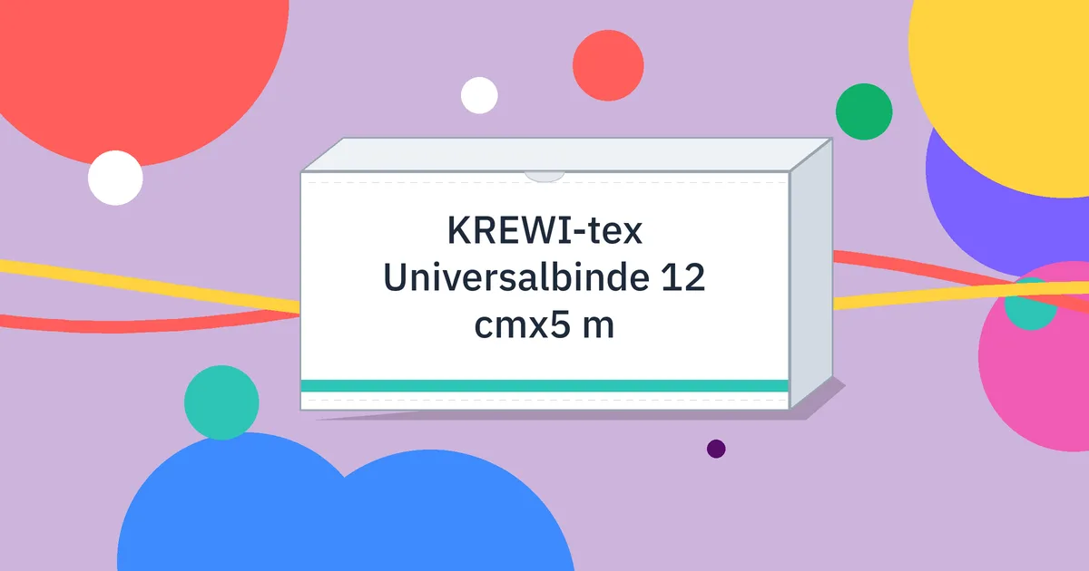 Symbolbild: Packung mit der Aufschrift KREWI-tex Universalbinde 12 cmx5 m (PZN 17301906) – Verfügbarkeit und Bezug in Apotheken in Frankfurt am Main