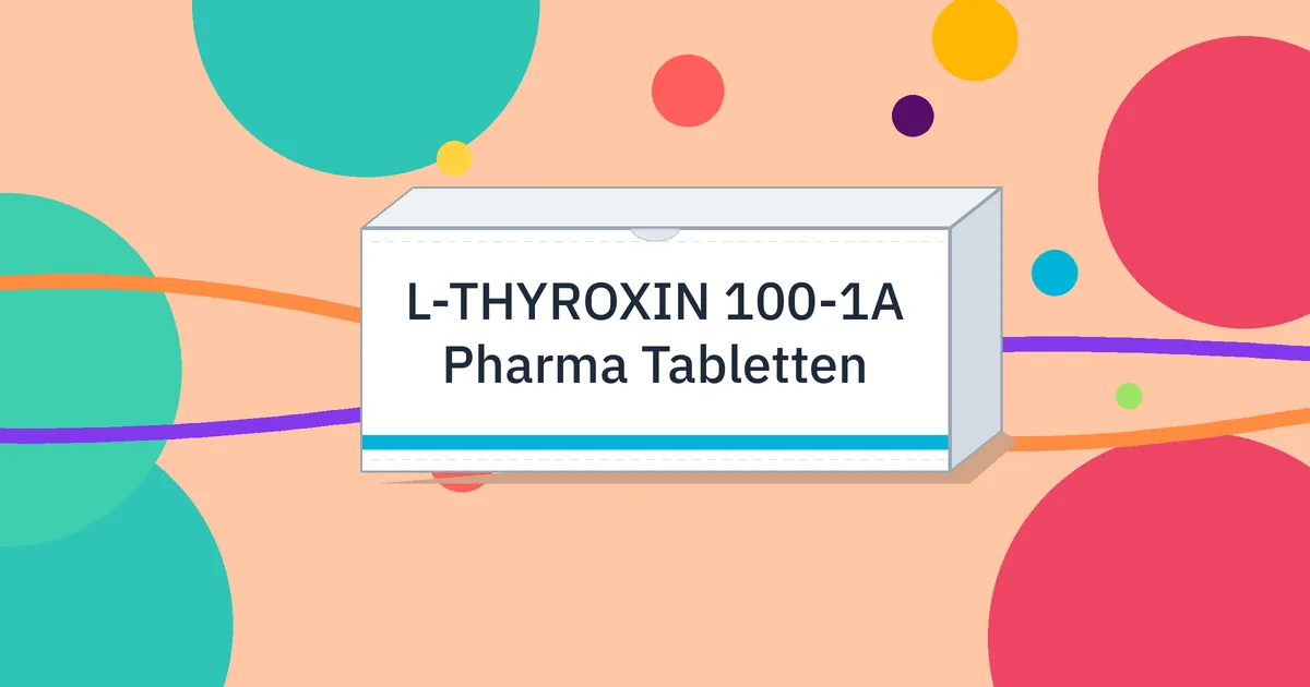 Symbolbild: Packung mit der Aufschrift L-THYROXIN 100-1A Pharma Tabletten (PZN 06488876) – Verfügbarkeit und Bezug in Apotheken in Frankfurt am Main