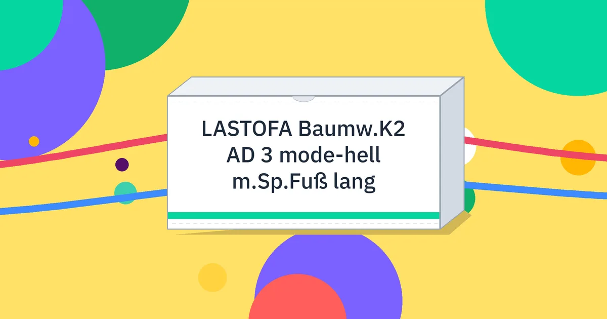 Symbolbild: Packung mit der Aufschrift LASTOFA Baumw.K2 AD 3 mode-hell m.Sp.Fuß lang (PZN 01943904) – Verfügbarkeit und Bezug in Apotheken in Frankfurt am Main