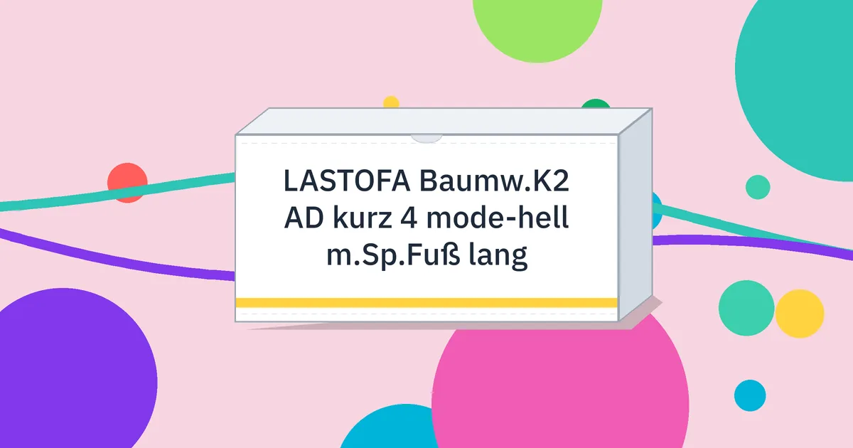 Symbolbild: Packung mit der Aufschrift LASTOFA Baumw.K2 AD kurz 4 mode-hell m.Sp.Fuß lang (PZN 01945085) – Verfügbarkeit und Bezug in Apotheken in Frankfurt am Main