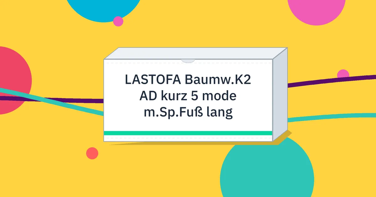 Symbolbild: Packung mit der Aufschrift LASTOFA Baumw.K2 AD kurz 5 mode m.Sp.Fuß lang (PZN 01945151) – Verfügbarkeit und Bezug in Apotheken in Frankfurt am Main