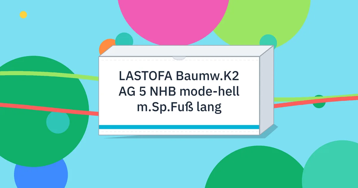 Symbolbild: Packung mit der Aufschrift LASTOFA Baumw.K2 AG 5 NHB mode-hell m.Sp.Fuß lang (PZN 01946357) – Verfügbarkeit und Bezug in Apotheken in Frankfurt am Main