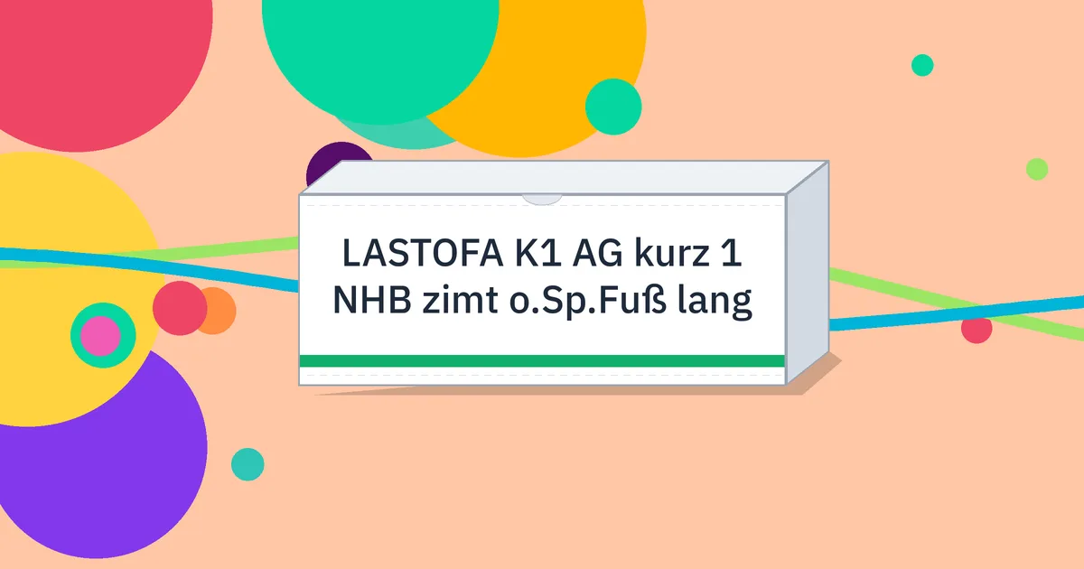 Symbolbild: Packung mit der Aufschrift LASTOFA K1 AG kurz 1 NHB zimt o.Sp.Fuß lang (PZN 14147741) – Verfügbarkeit und Bezug in Apotheken in Frankfurt am Main