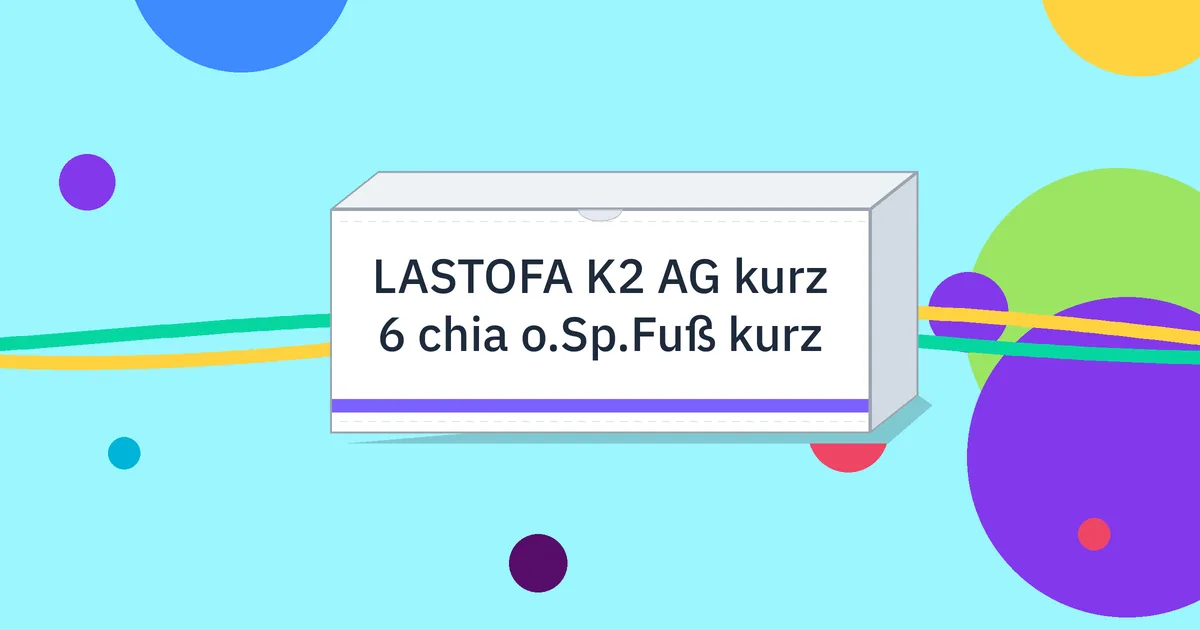 Symbolbild: Packung mit der Aufschrift LASTOFA K2 AG kurz 6 chia o.Sp.Fuß kurz (PZN 13807230) – Verfügbarkeit und Bezug in Apotheken in Frankfurt am Main