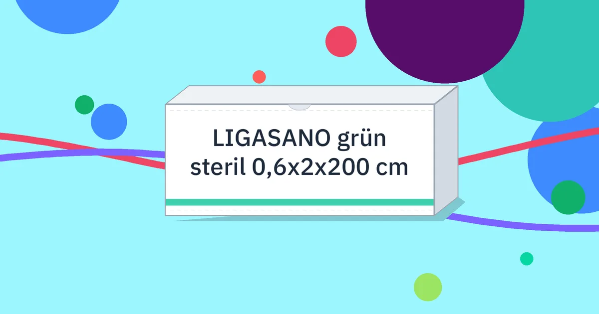 Symbolbild: Packung mit der Aufschrift LIGASANO grün steril 0,6x2x200 cm (PZN 17251999) – Verfügbarkeit und Bezug in Apotheken in Frankfurt am Main